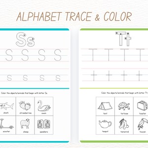 Alphabet Trace Color Worksheet for Toddlers and Preschoolers Printable ...