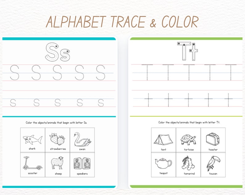 Alphabet Trace Color Worksheet for Toddlers and Preschoolers Printable ...