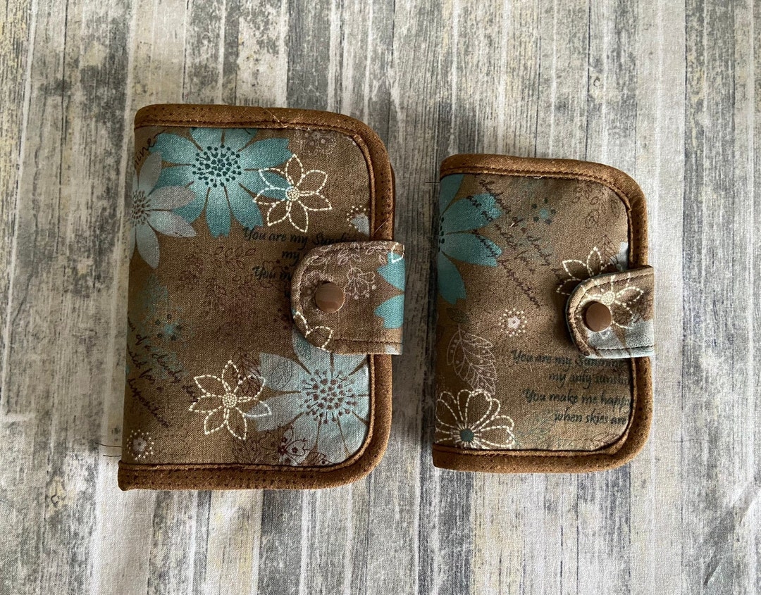 Needlebook Needle Pin Holder Sewing Case Sewing Kit Brown and Turquoise ...