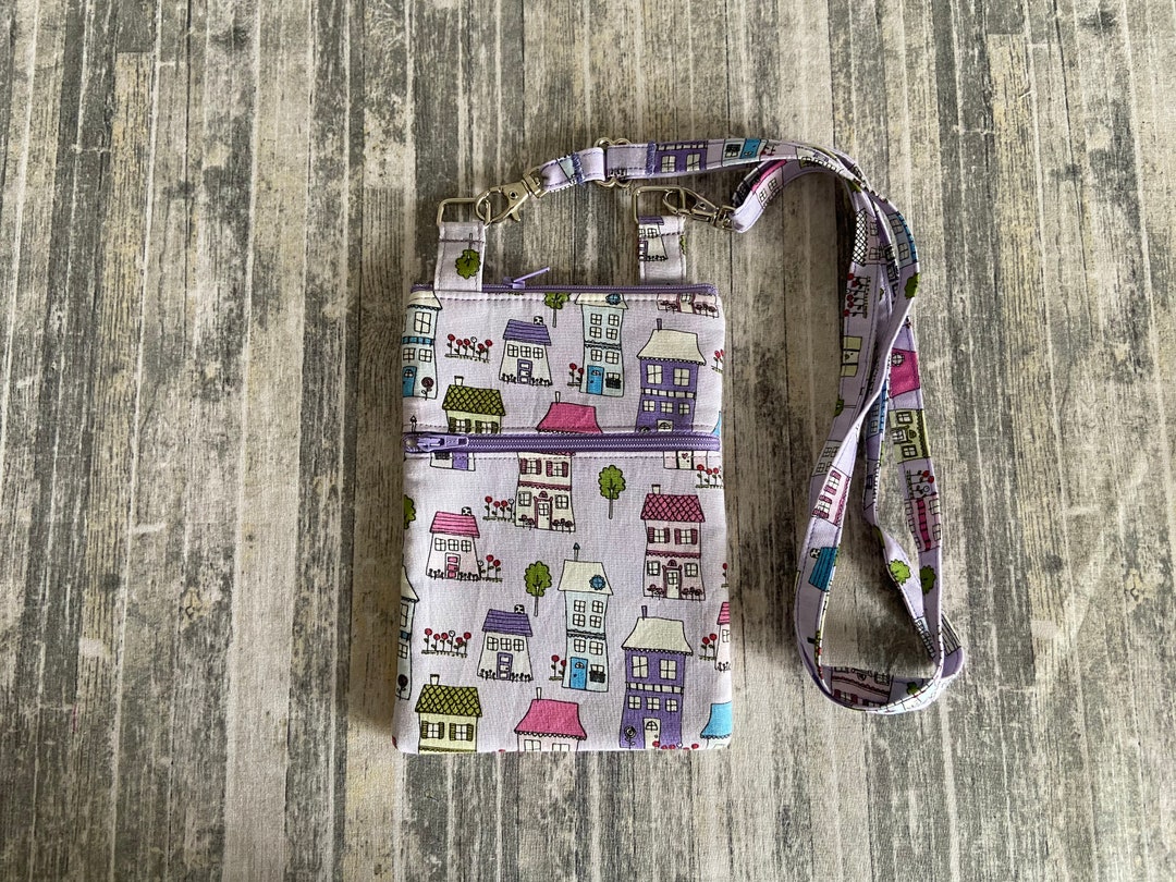 IPhone Cell Phone Purse: Purple Houses Crossbody Bag - Etsy