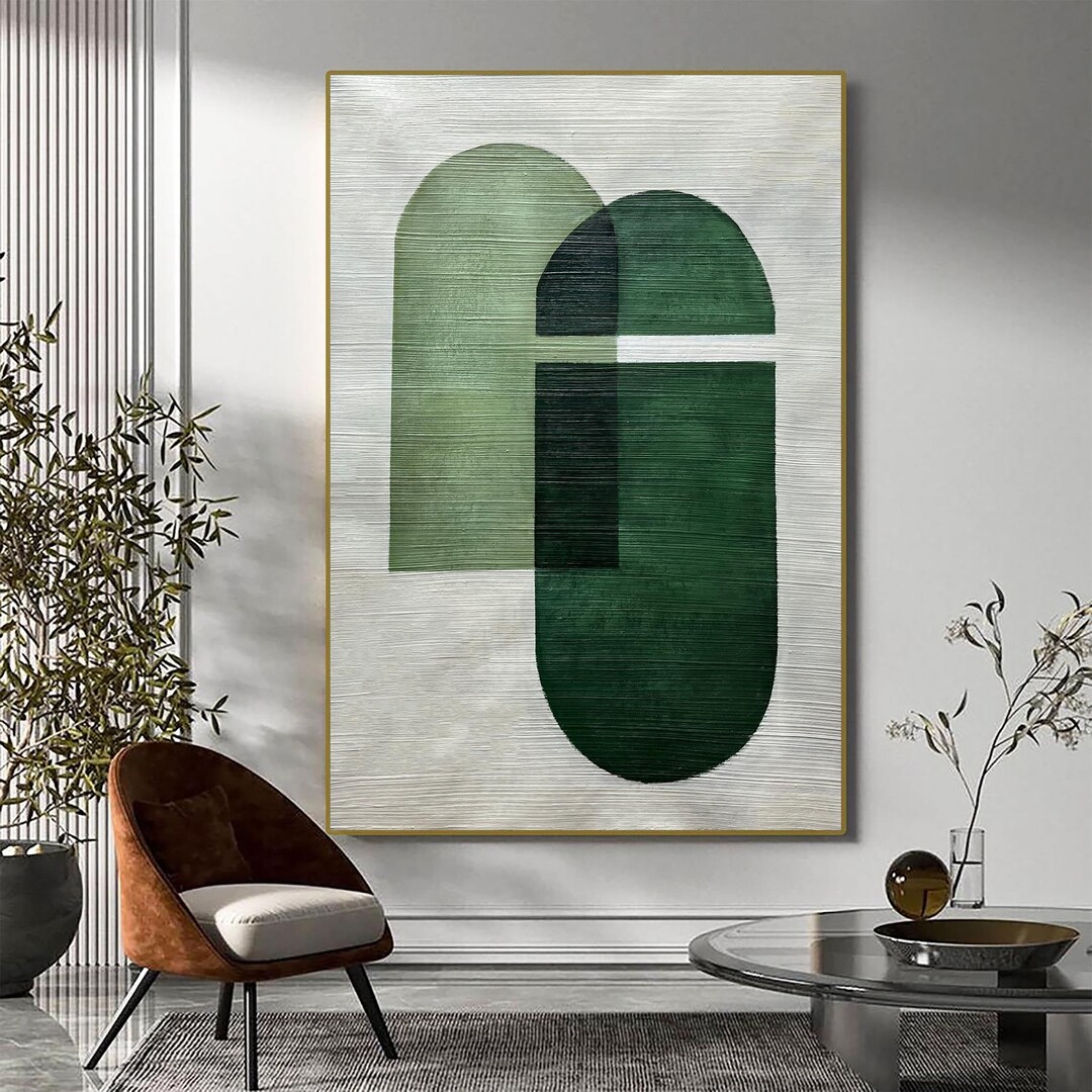 Beige Wabi Sabi Wall Art Green Beige Abstract Painting Large Green ...