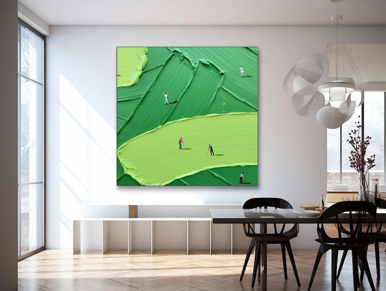 Green Abstract Golf Course Painting, Textured Wall Art - Etsy