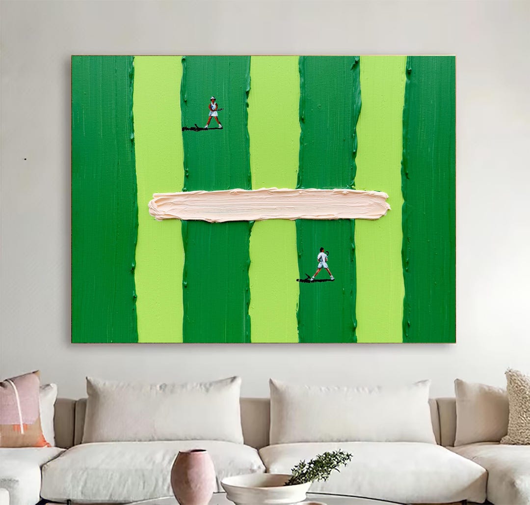 Large Green Abstract Painting Green Golf Canvas Wall Art Green Textured ...