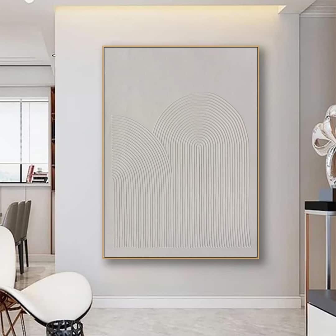 White Texture Wall Art White Minimalist Arch Painting Large White ...