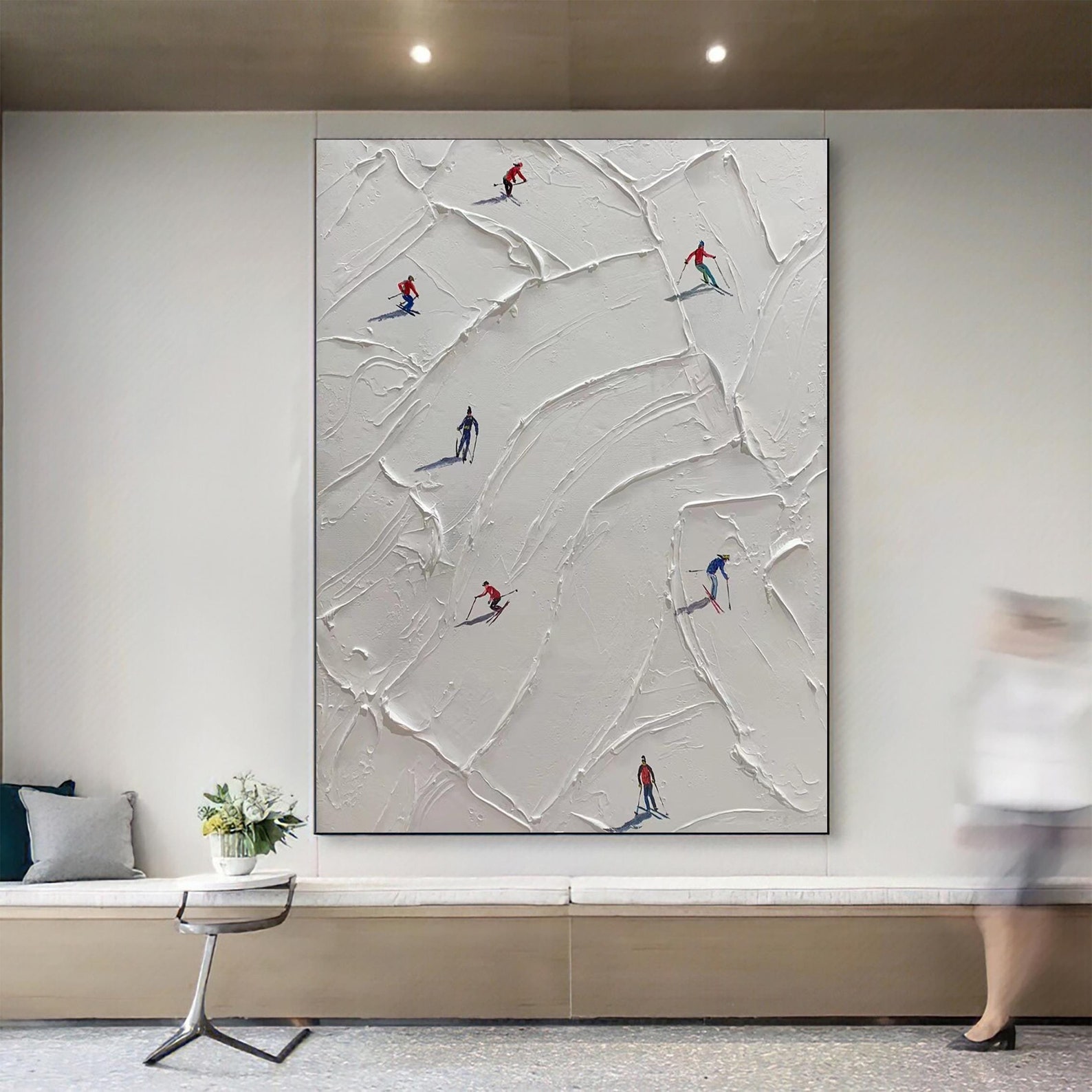 Original Ski Sport Painting on Canvas Custom Painting Texture Wall Art ...