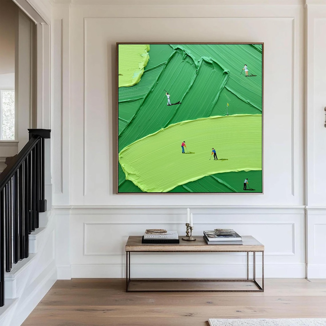 Green Abstract Golf Course Painting, Textured Wall Art - Etsy