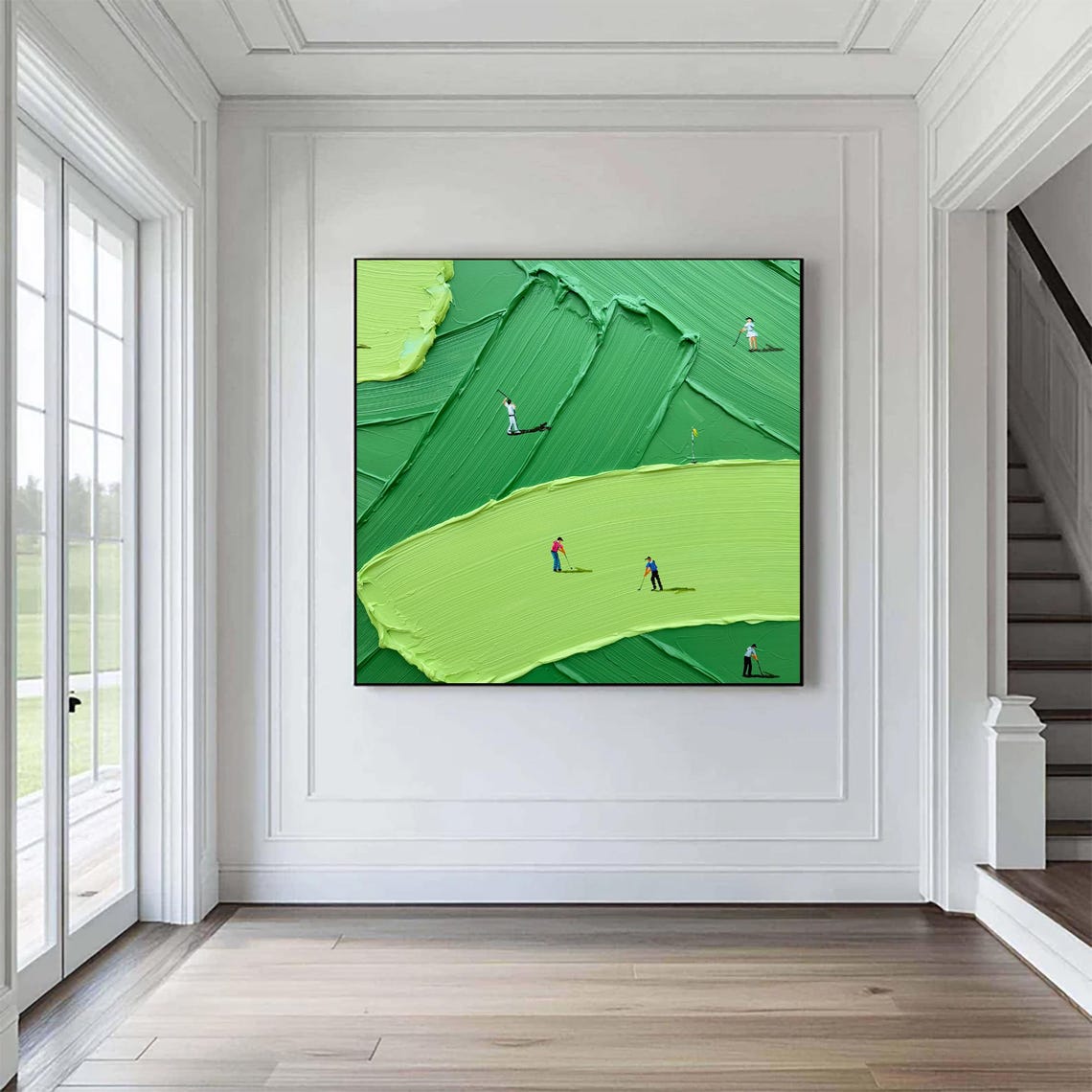 Large Green Abstract Painting Green Golf Canvas Wall Art Green Textured ...