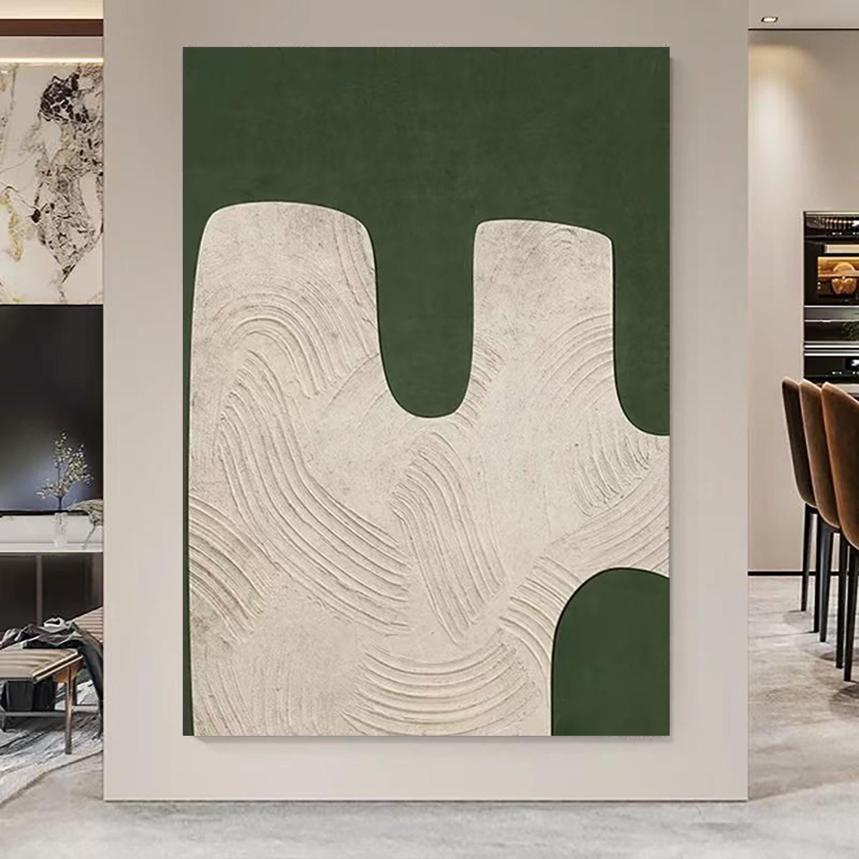 Mid Century Modern Texture Painting, Beige Green Abstract Canvas Art - Etsy