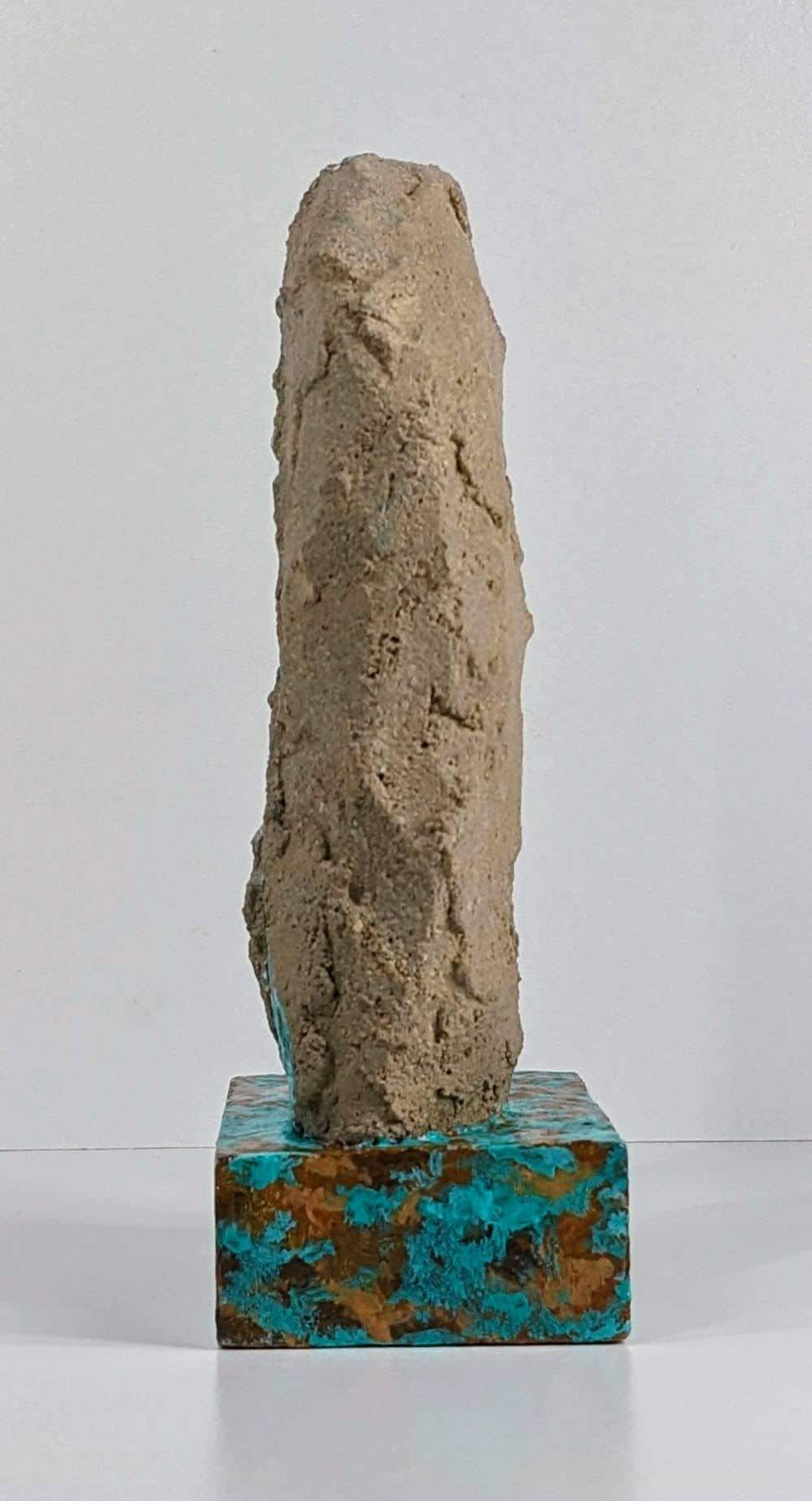 Abstract Concrete Sculpture: Turquoise Patina River Desk Art Southwest ...