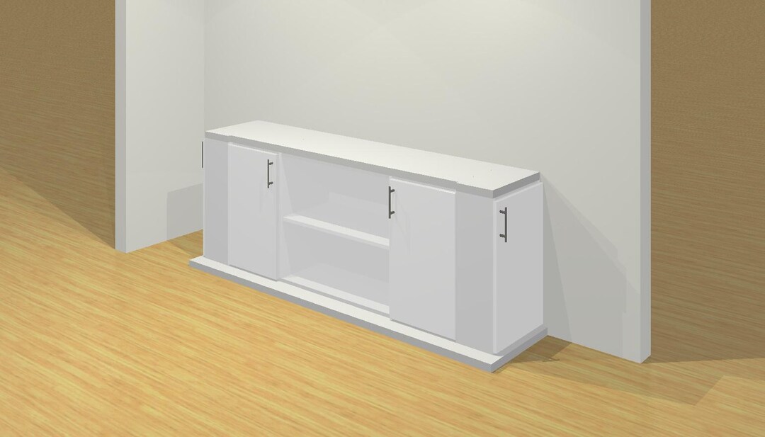 Minimalist TV Stand/ Credenza, Flat Inset Doors, Media Storage (82 1/2 ...