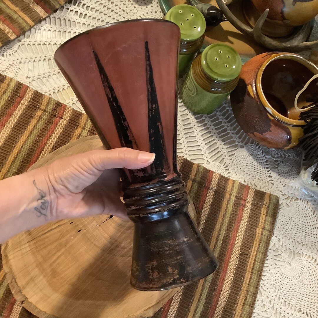 Chulucanas Peru Brown Rusty Geometric Artsy Pottery Ceramic Tall Vase ...