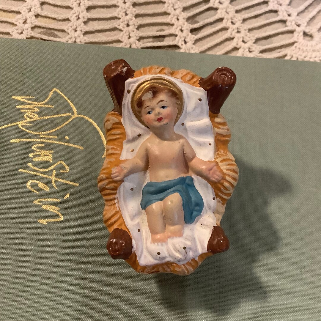 Vintage Christmas Nativity Baby Jesus Paper Mache Figurine L 2 3/4 X W ...