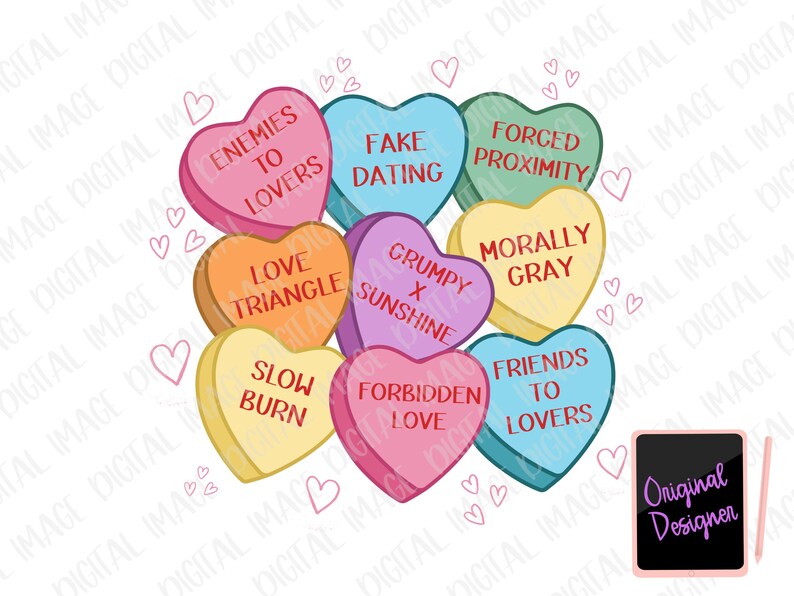 Book Tropes Candy Conversation Hearts, Valentines Day, Bookish Candy ...