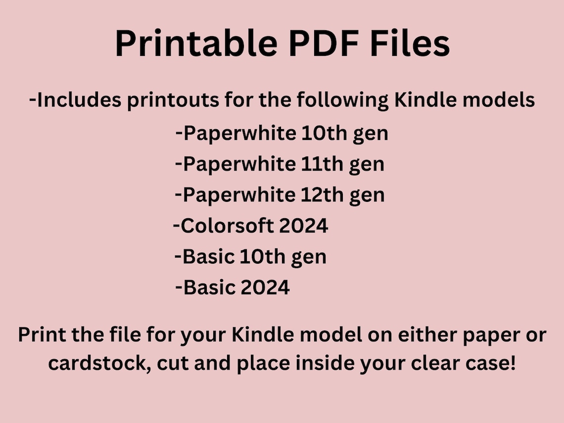 Red Bookish Kindle Printable Insert, 6 PDF Printable Files for Kindle ...