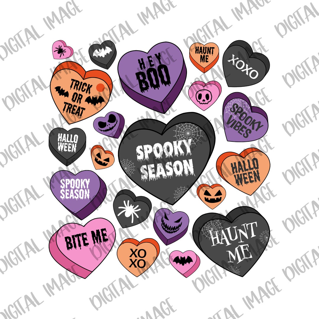 Halloween Candy Hearts, Trendy,spooky Season, Spooky Vibes, PNG Image ...
