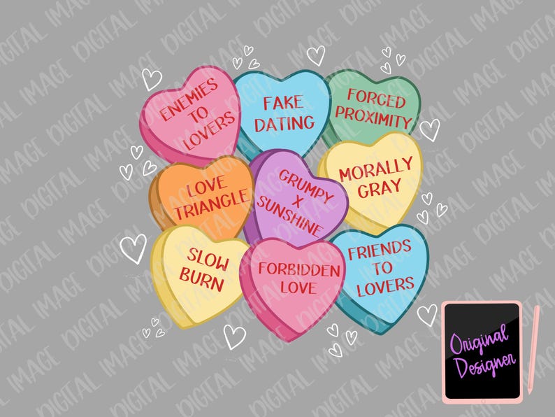 Book Tropes Candy Conversation Hearts, Valentines Day, Bookish Candy ...