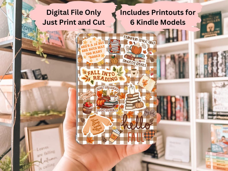 Fall Cozy Bookish Kindle Printable Insert, 6 PDF Printable Files for ...