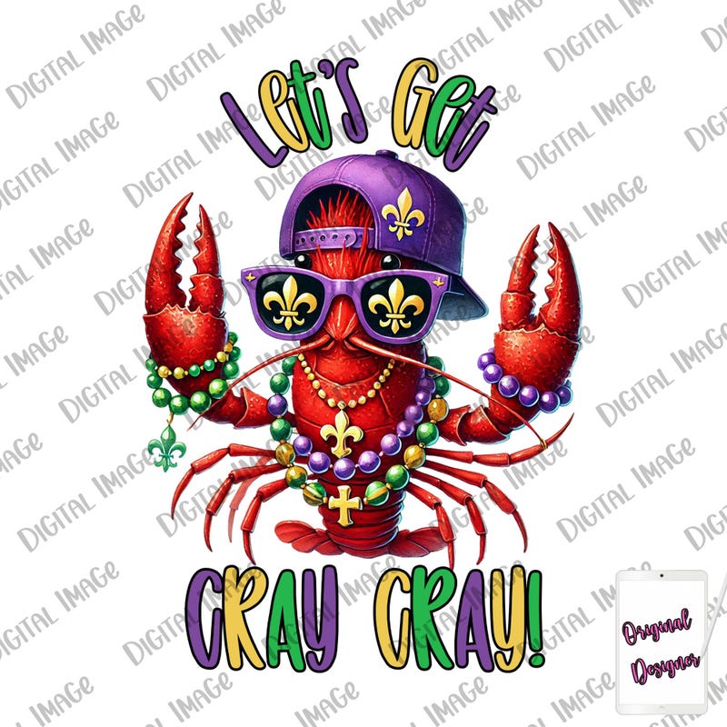 Mardi Gras Crawfish Sticker - Etsy