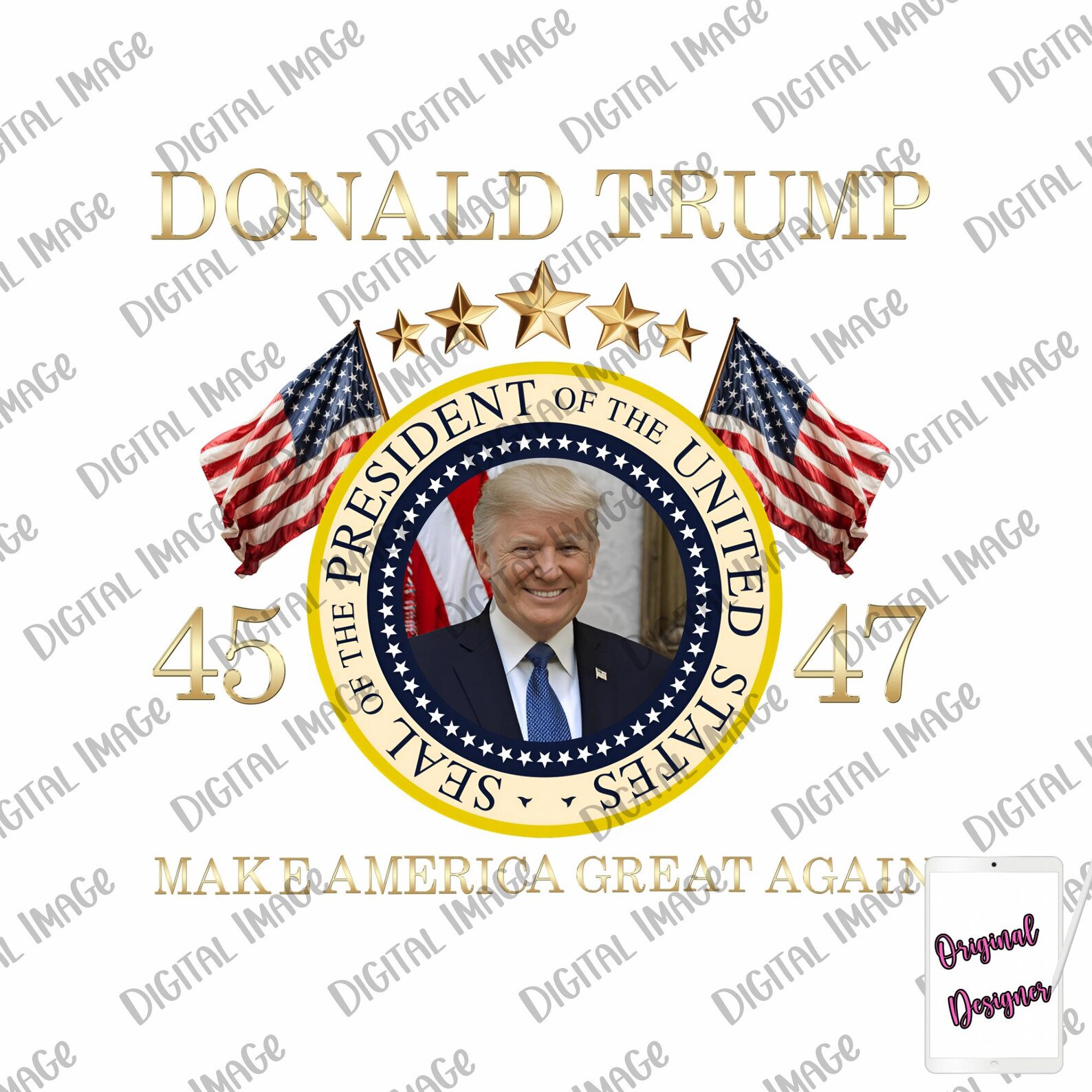 47th President, Donald Trump, MAGA, 45 and 47, Presidential Seal, PNG ...