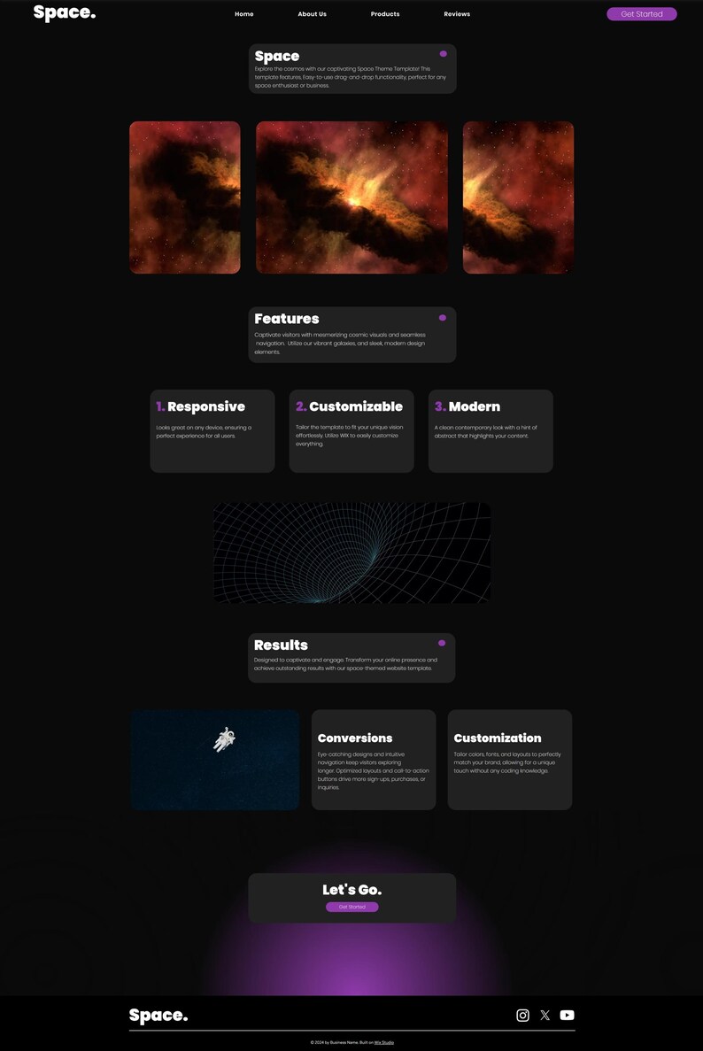 Space Theme Wix Studio Template: Modern Responsive Design (dark ...
