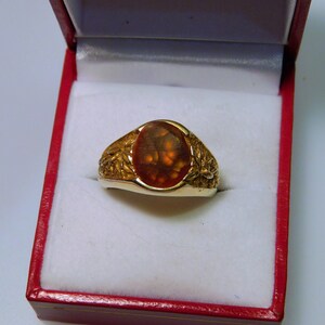 AAAA Imperial Fire Agate From Mexico 11x10mm 1.39 Carats in Heavy 14K ...