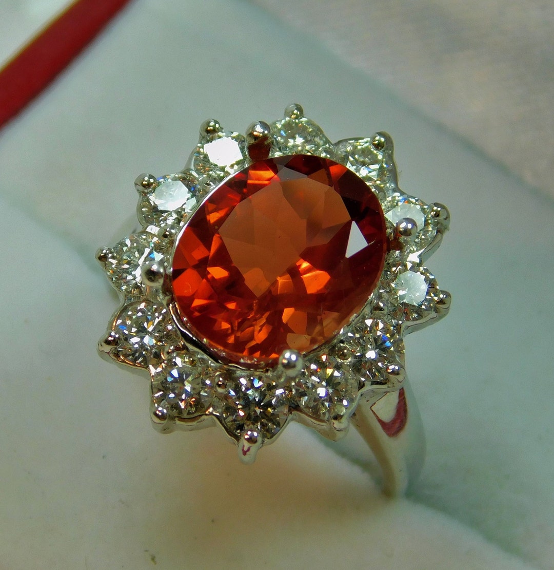 AAAAA Andesine 11x9mm 3.19 Carats 14K White Gold Engagement Ring Set ...