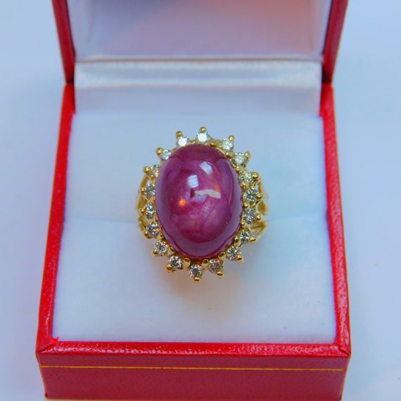 AAAA Star Ruby 13.56 carats 16x12mm in 14K yellow gold | Etsy