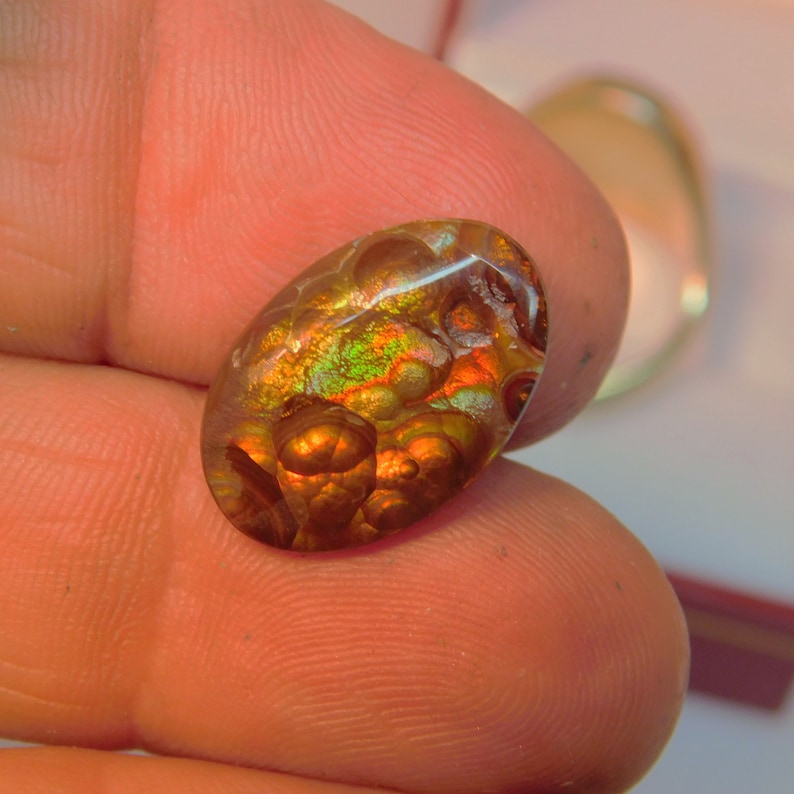 AAAA Imperial Fire Agate From Mexico 19x13mm 7.56 Carats in Heavy 14K ...