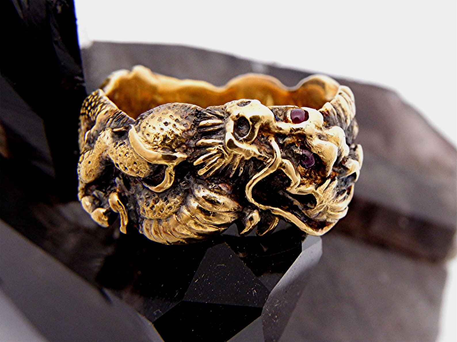 Custom 18K Gold Dragon Ring. Hand Carved in Sold 18K Yellow Gold. 12mm ...