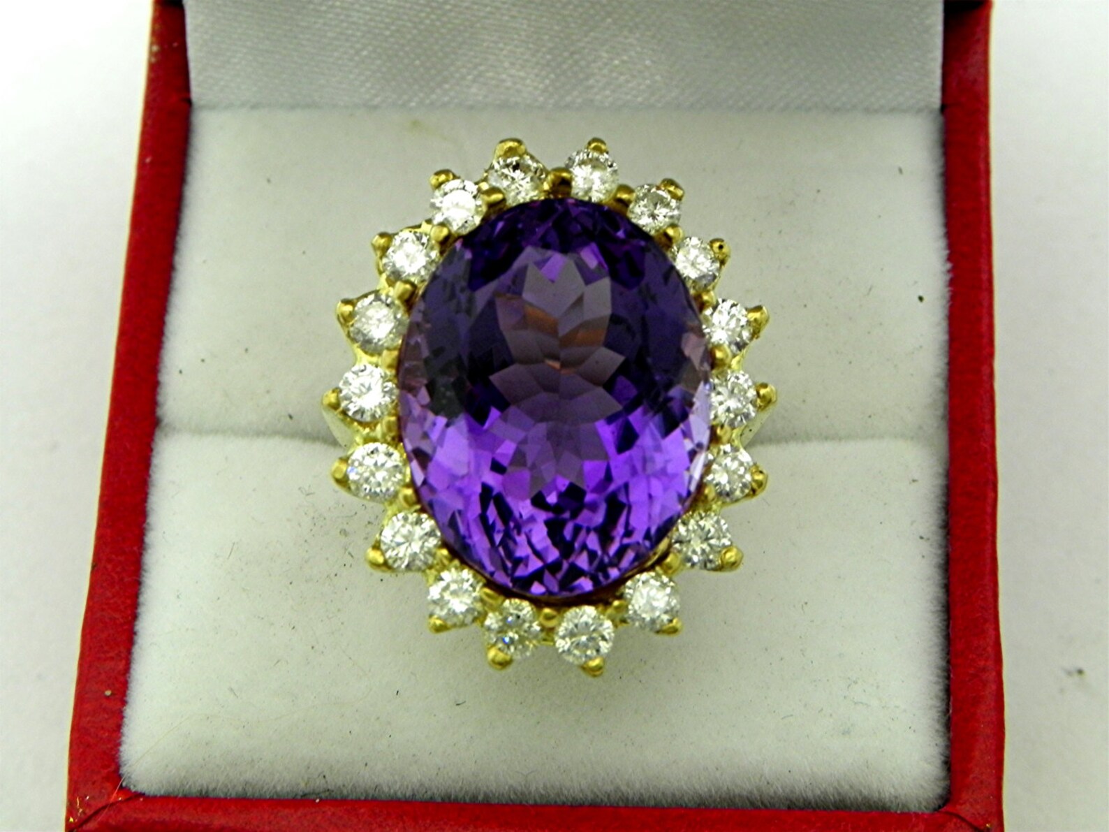 AAAA Amethyst 18x14mm 20 Carats Rich Deep Color in 18K Yellow Gold ...
