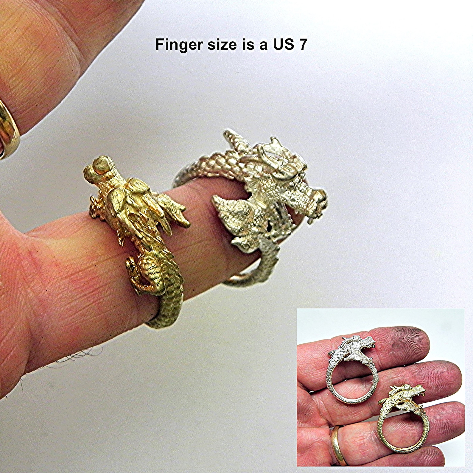 14K Gold Dragon Ring Hand Made. Highly Detailed 8.5 Grams - Etsy