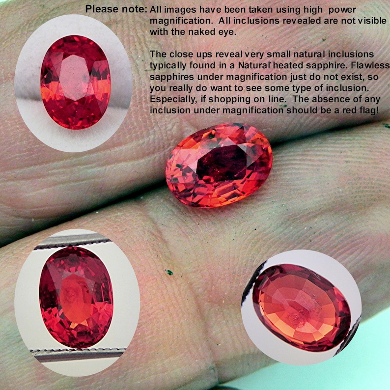 AAAA Ruby/orange Red Sapphire 9x7mm 2.57 Carats in Heavy 14K - Etsy