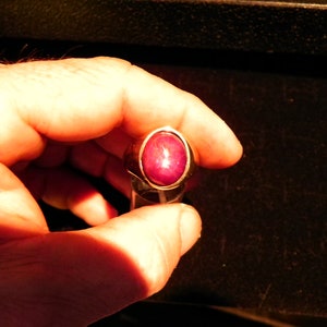 AAA Red Star Ruby Natural 16x12mm 12.79 Carats in Heavy 14K Gold Mens ...