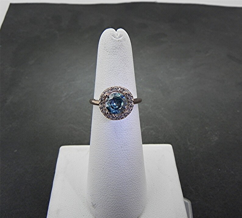 AAA Gahnite Blue Green Spinel 6.85mm 1.43 Carats 14K Rose Gold Diamond ...