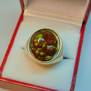 AAAA Imperial Fire Agate From Mexico 17x14mm 11.74 Carats in Heavy 14K ...