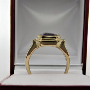 AAAA Amethyst 10x8mm 3.05 Carats Heavy 14K Yellow Gold Emerald Cut Mans ...
