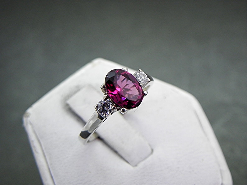 AAAA Purple Rhodolite Garnet 8x6mm 1.42 Carats Natural in 14K White ...