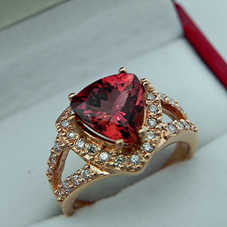 AAAA Red Bronze Color-change Tourmaline Rubellite Trillion | Etsy