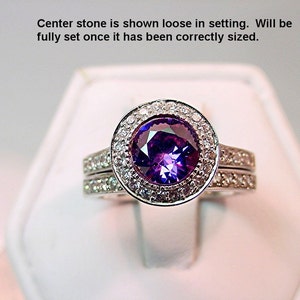 AAAA Brazilian Amethyst 7.0mm 2.12 Carat Round 14K White Gold Bridal ...