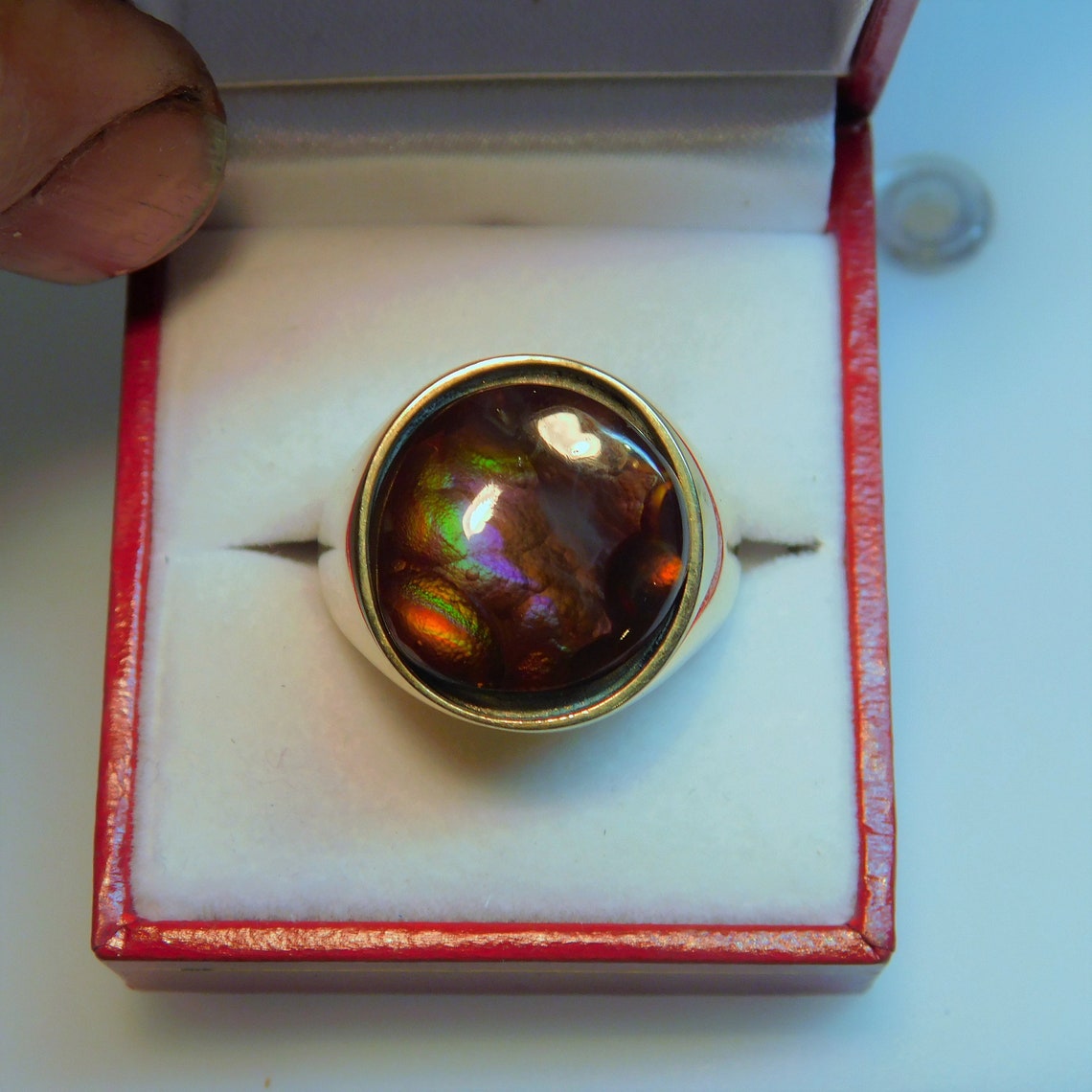 AAAA Imperial Fire Agate From Mexico 16x17mm 10.62 Carats in Heavy 14K ...