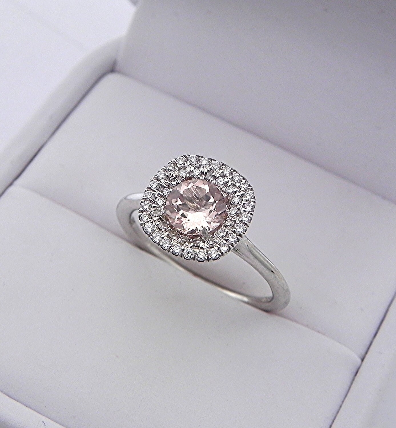 SALE AAAA Morganite Round cut 5mm .50 Carats 14K white | Etsy