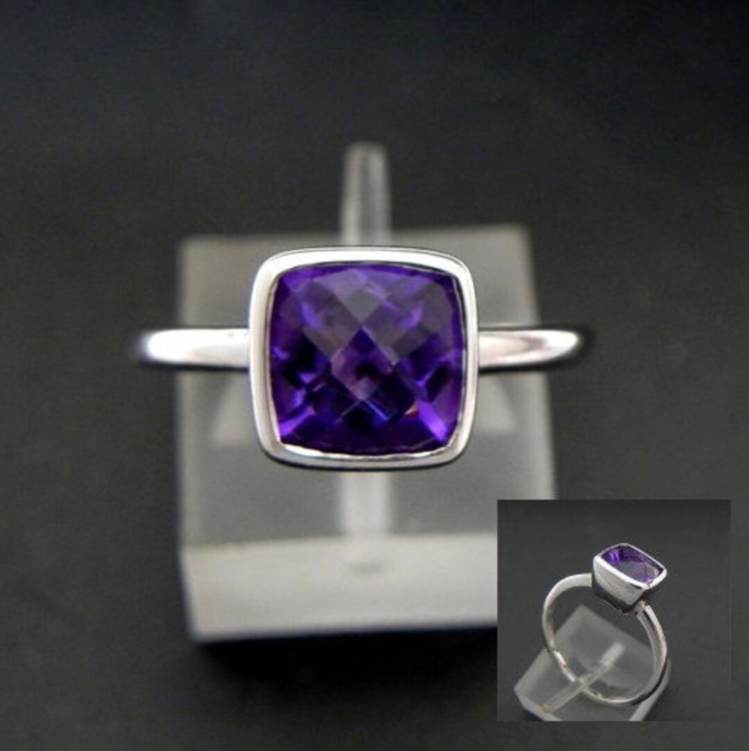 AAAA Brazilian Amethyst Natural Untreated Cushion Cut 8x8mm 1.85 Carats ...