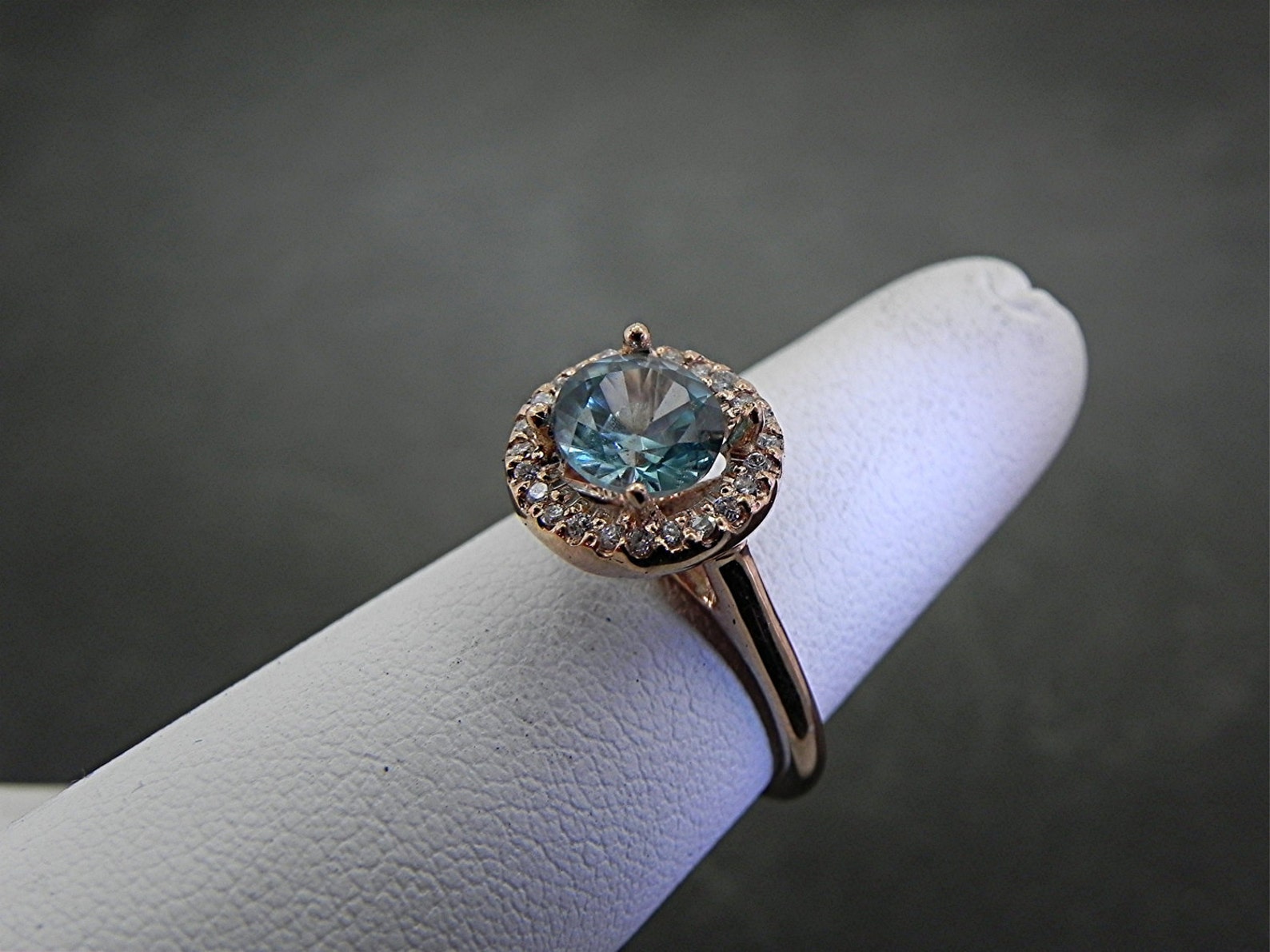 AAA Gahnite Blue Green Spinel 6.85mm 1.43 Carats 14K Rose Gold Diamond ...
