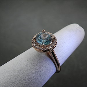 AAA Gahnite Blue Green Spinel 6.85mm 1.43 Carats 14K Rose Gold Diamond ...