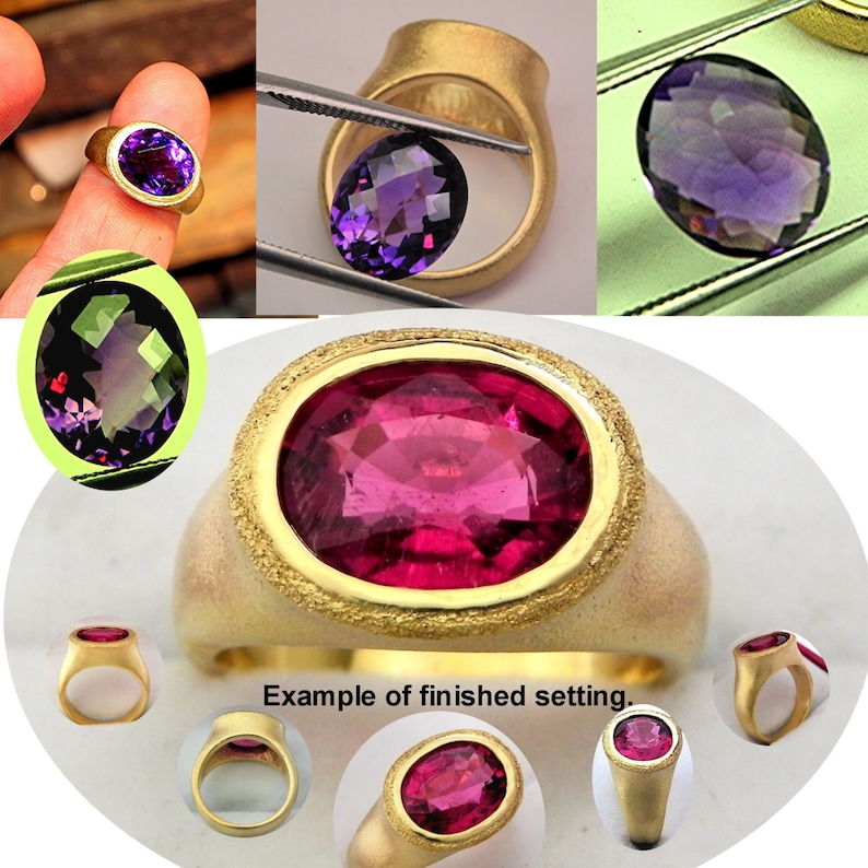 AAAA Siberian Amethyst Top Color 11x9mm 3.39 Carats in Ladies 18K ...