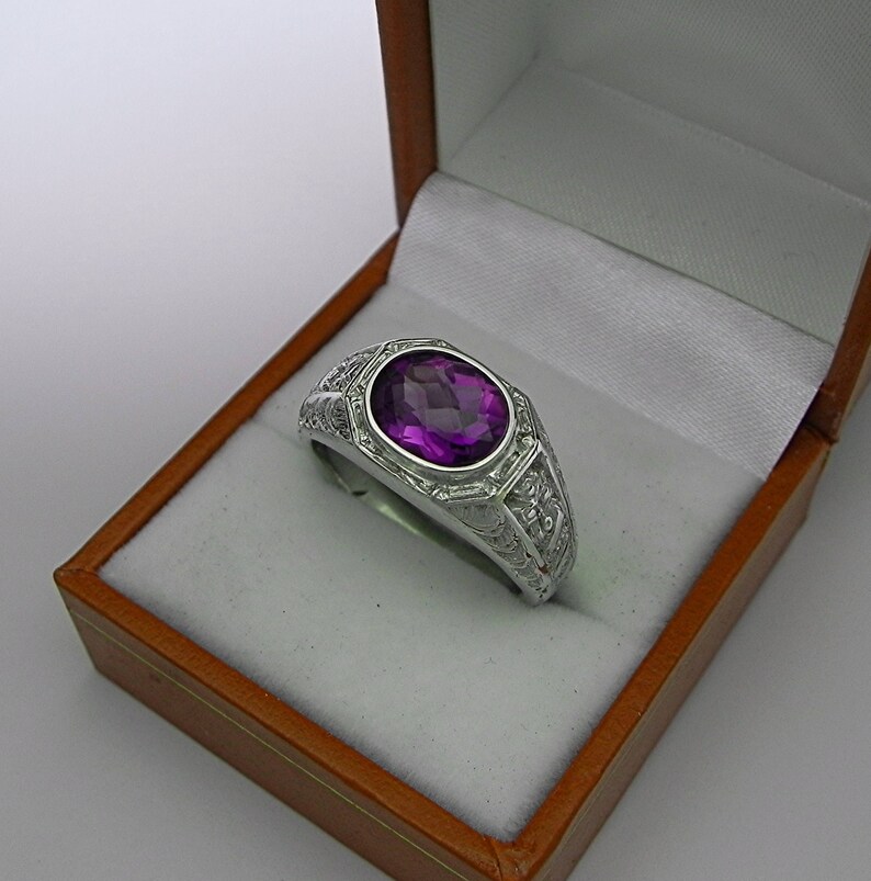 AAAA Purple Amethyst 10x8mm Checkerboard Cut 2.35 Carats Heavy 14K ...