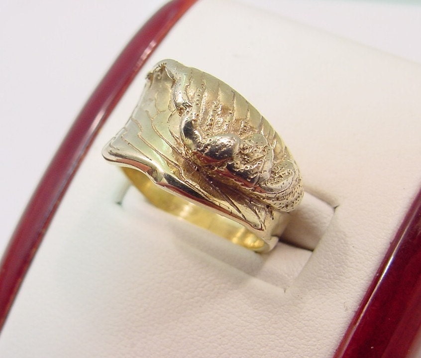 Hand Carved Mens WAVE Ring in 14K Yellow Gold 11 Grams Also - Etsy