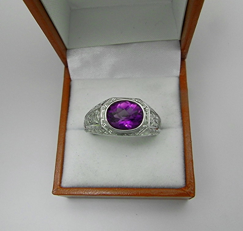 AAAA Purple Amethyst 10x8mm Checkerboard Cut 2.35 Carats Heavy 14K ...