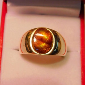 AAAA Imperial Fire Agate From Mexico 12x9mm 3.32 Carats in Heavy 14K ...