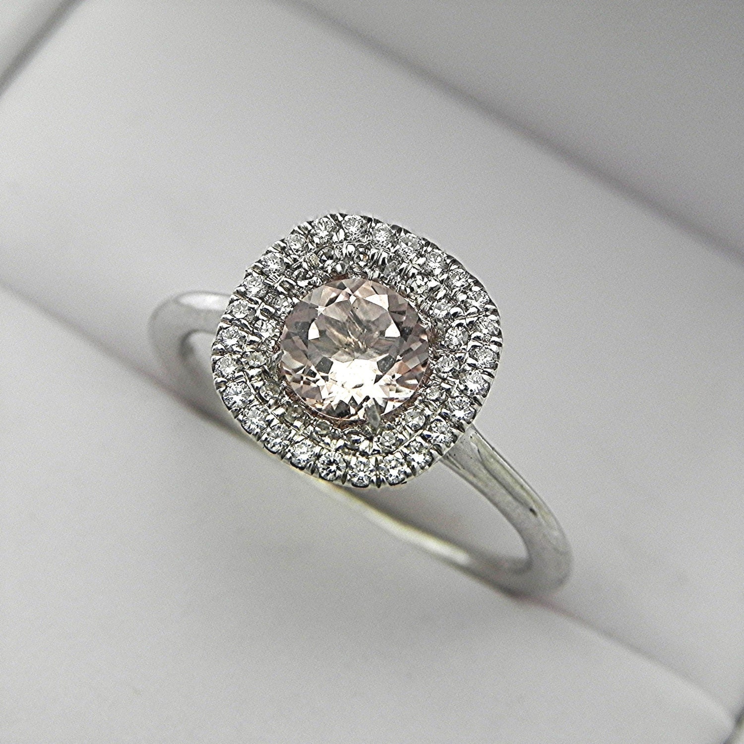 SALE AAAA Morganite Round cut 5mm .50 Carats 14K white | Etsy